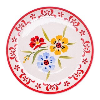 Novica Handmade Primrose Path In Red Ceramic Luncheon Plate - Bed Bath ...
