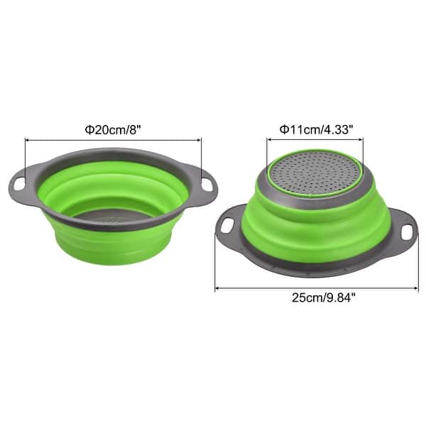 Collapsible Colander, Silicone Round Foldable Strainer with Handle ...