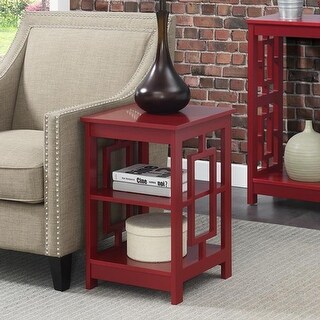 End Table with Shelves in Cranberry Red Wood - Set of 2 - 54 x 84 - Bed ...