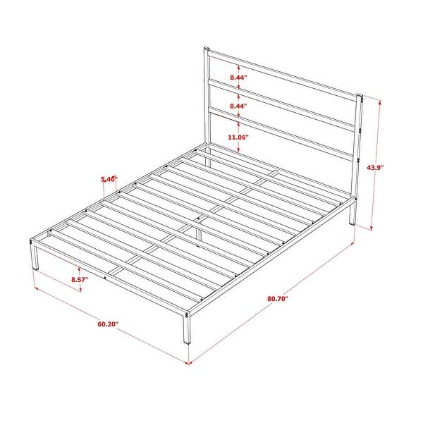 East West Furniture Fulton Queen Platform Bed with 5 Metal Legs ...