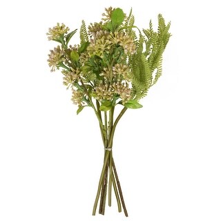 Vickerman 14" Mustard Yellow Artificial Wild Berry and Green Fern ...