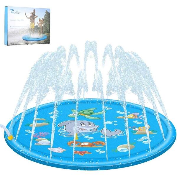 68 Inch Sprinkler Splash Pad Kids Toddlers Water Spray Play Mat Garden ...