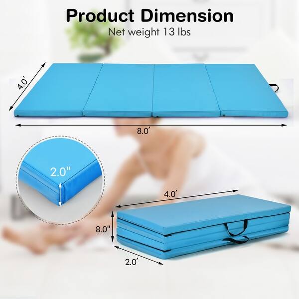 8 X 4 X 2 Folding Gymnastics Tumbling Mat Thickened Exercise Mat Blue ...