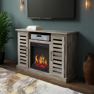 48 inch TV Stand Console With Media Shelves & Fireplace,Gray - 48*16*27 ...