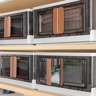 Furniwell Collapsible Storage Bins with Lids Stackable Plastic Large ...