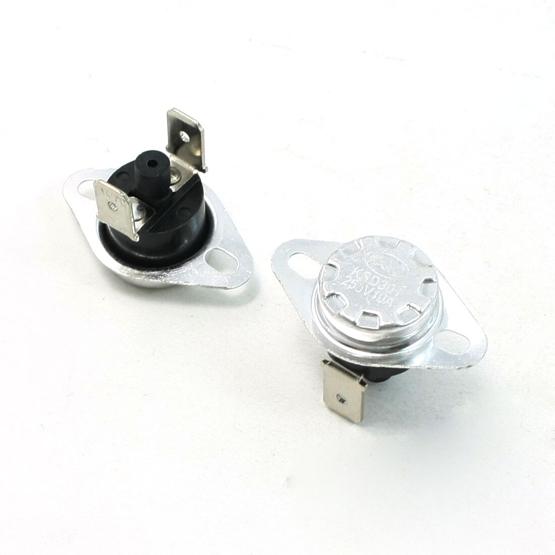 2 Pcs 110C Celsius NC. 2 Pin Bent Foot Design Manual Reset Thermostat ...