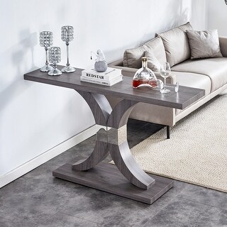 Modern Minimalist Style Natural Gray Wood Foyer Table - Bed Bath ...