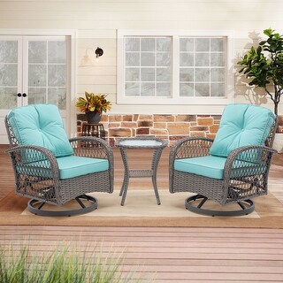Outdoor Swivel Rocker Patio Chairs Set, Rotating Conversation Set with ...