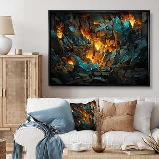 Designart "Fragmented Emerald Explosion" Abstract Shapes Framed Wall ...