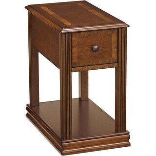Breegin Chair Side End Table, 1 Drawer, 1 Fixed Shelf, Veneers, Wood ...