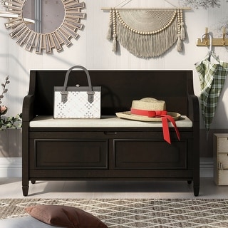 42" Rustic Style Solid wood Entryway Multifunctional Storage Bench with ...