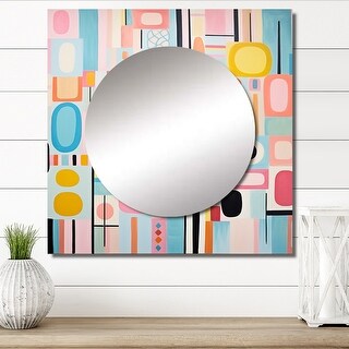 Designart "Pink Mid Century Playful Patterns V" Abstract Midcentury ...