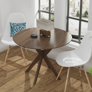 35 Inch Modern Round Wood Dining Table with Solid Legs - 36" x 36" x 30 ...