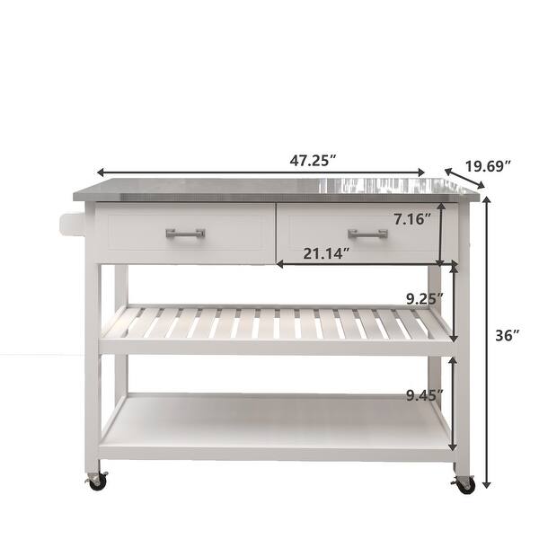 Stainless Steel Table Top Kitchen Cart with Two Drawers - Bed Bath ...