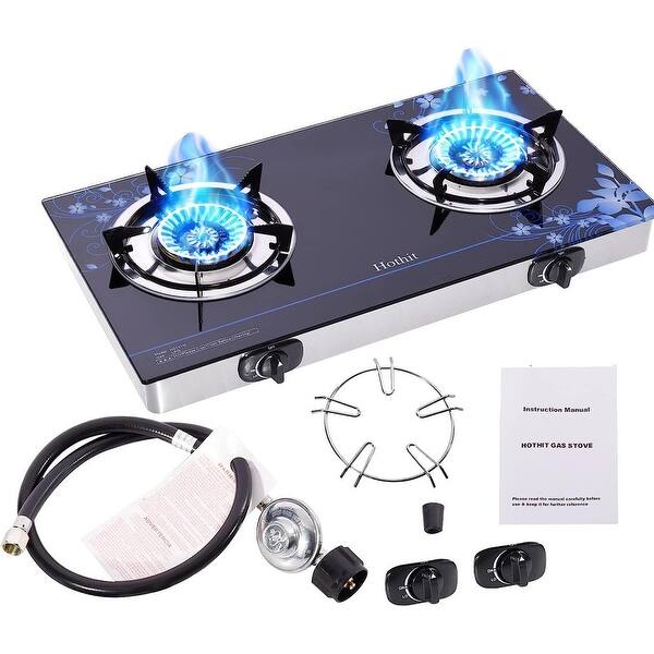 28.5 in. 2 Burners Portable Gas Cooktop in Stainless Steel with ...