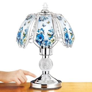 Blue Songbird and Flower Garden Touch Lamp - 10.5 x 14.5 x 10.5 - Bed ...