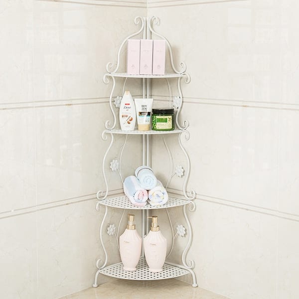 Folding Metal Corner Shelf Display Organizer Rack for Kitchen Bathroom ...