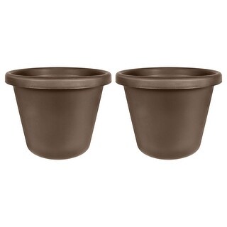 The HC Companies 24 Inch Plastic Classic Flower Pot Planter, Brown (2 ...