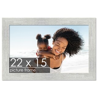 22x15 Distressed/Aged White Washed Complete Wood Picture Frame with UV ...