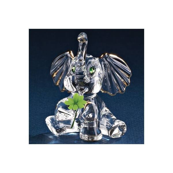 Curata Good Luck Elephant with Clover Handcrafted Glass Figurine - Bed ...