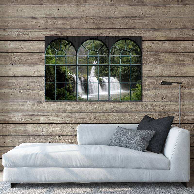 Waterfall Window View Print On Acrylic Glass by Unknown Artist - Bed ...