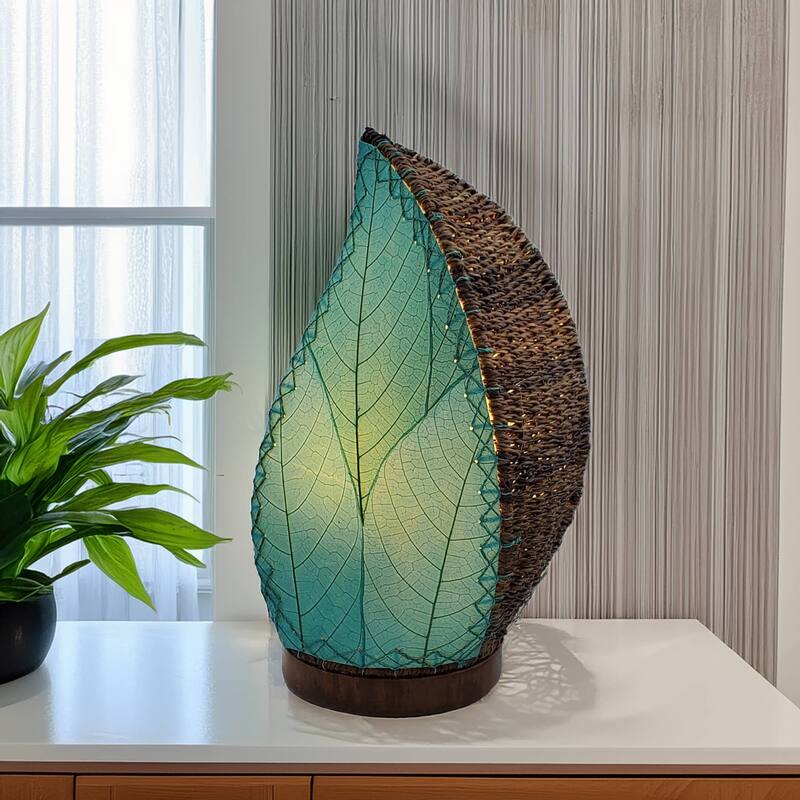 Handmade Leaflet Table Lamp - 5 x 7 x 14 - Overstock - 14742053