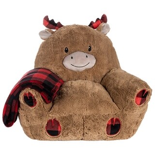 Toddler Plush Buffalo Check Moose Character Chair and Blanket by Cuddo ...