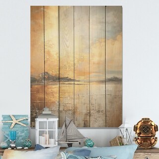 DESIGN ART "Beige And Golden Beach Sunset Paradise I" Coastal Sunset ...