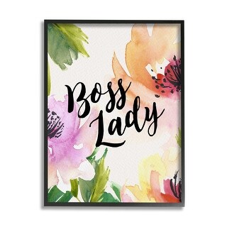 Stupell Boss Lady Girl Power Calligraphy Flower Blossom Border Framed ...