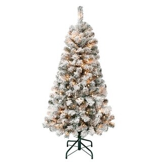 National Tree Company 4.5 ft. Acacia Flocked Tree with Clear Lights - 4 ...