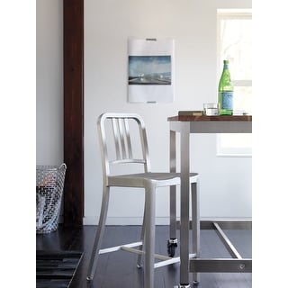 Modern Stainless steel Polish Navy Stool Counter height (26") (Set of 4 ...