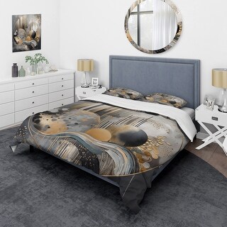 Designart "Soft Colors Marble Abstract I" Gold Modern - Bed Cover Set ...
