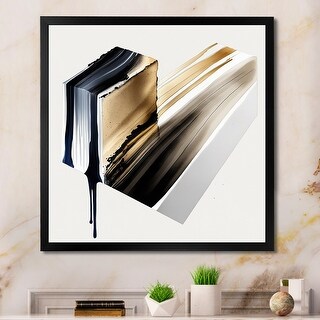 Designart "Black And Gold Cubic Expression II" Modern Framed Art Print ...