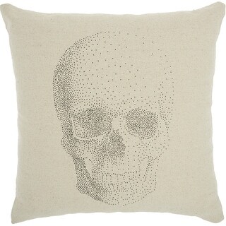 HomeRoots Natural Beige Faded Skull Throw Pillow - Bed Bath & Beyond ...