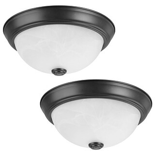 2Lt Flush Mount Ceiling Light Fixture, Dark Bronze Finish,White ...