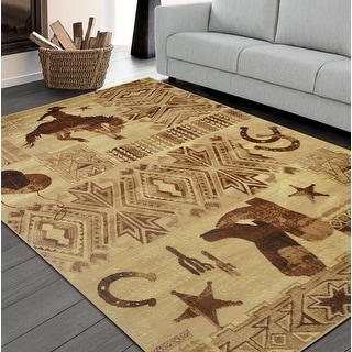 HR Lodge Cabin Area Rugs Rustic Novelty Rugs for Living Room Texas star ...