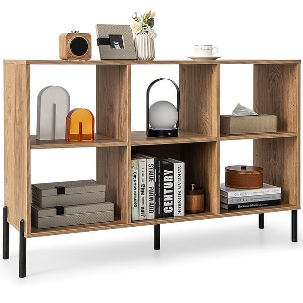 Costway 6 Cube Storage Shelf Organizer Bookcase Square Cubby Cabinet ...