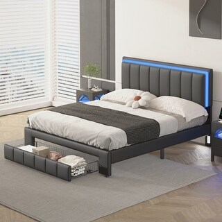 Platform Bed with LED Lights - Bed Bath & Beyond - 42055350