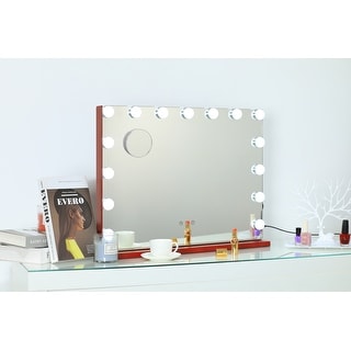 VANITII Large Hollywood Makeup Vanity Mirror with 15 LED Bulbs 3 Lights Adjustable USB Charging ...
