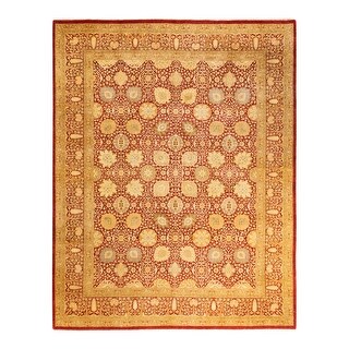 Overton Handknotted Wool Traditional Oriental Orange Area Rug - 8' x 10 ...