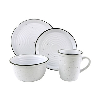 Bistro Black Rim Stoneware 16 Piece Dinnerware Set, Service For 4 - Bed ...