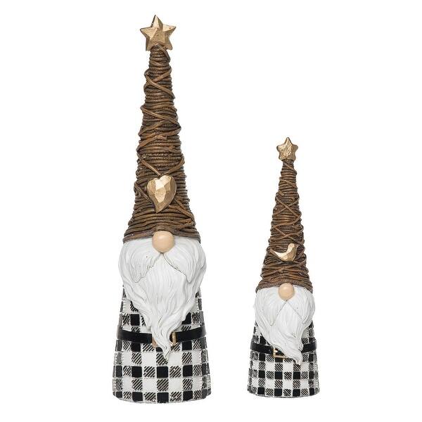 2 Black White Twig Tree Hat Gnome Christmas Tabletop Figurines 12.75 ...