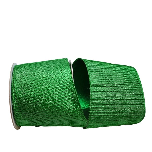 Emerald Green Holiday Pleated Metallic Lux Wired Edge Craft Ribbon 4" x ...