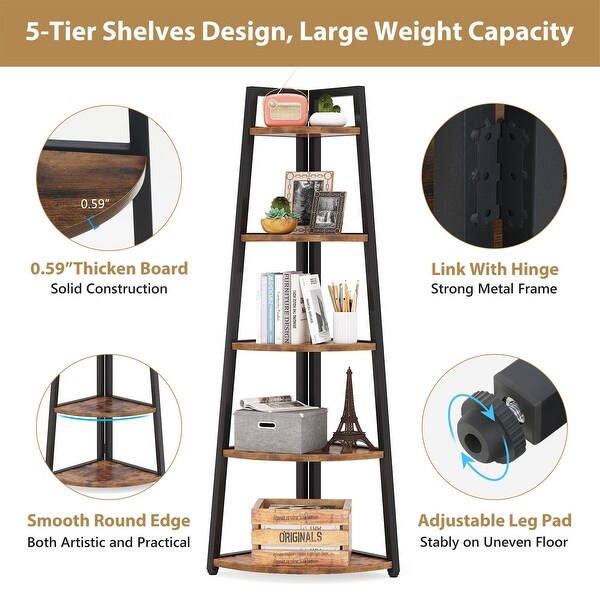5 Tier Tall Corner Shelf Bathroom Tower Shelves 70 Inches Corner Bookshelf and Bookcase N A On Sale Bed Bath Beyond 35293669
