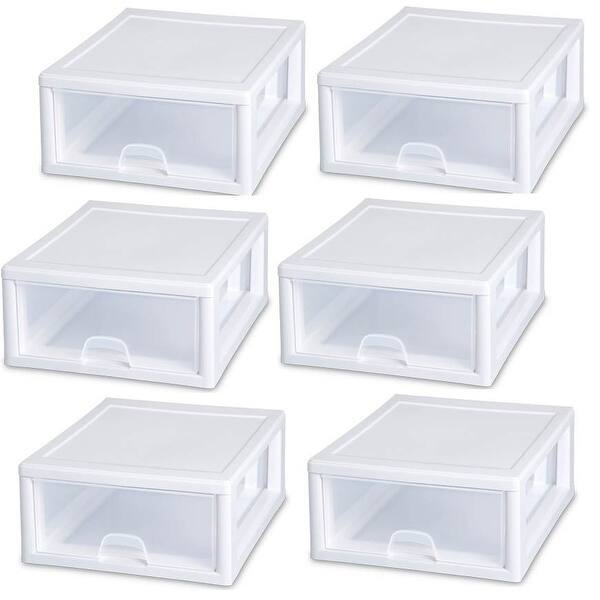 Sterilite 16 Quart Clear Plastic Stacking Storage Drawer Container Box ...