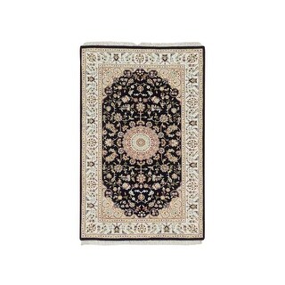 Hand Knotted Blue Fine Oriental with Wool Oriental Rug (3' x 5'2") - 3 ...