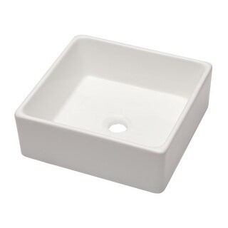 15 Inch Vessel Sink Square White Ceramic Bathroom Sink - Bed Bath ...