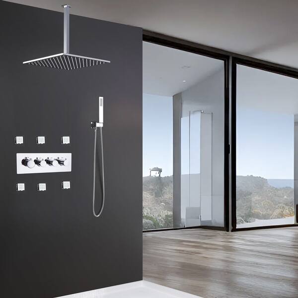Top Mounted Thermostatic Multi-Function Shower System With Body Sprays ...