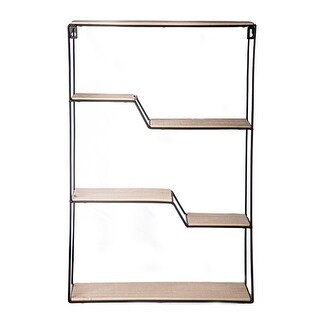 24 Inch Rectangle 5 Tier Wood and Metal Wall Shelf, Brown and Black ...