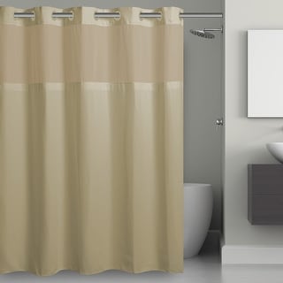 Hookless Microfiber 3-in-1 Shower Curtain with Sheer Top Window, Flex ...